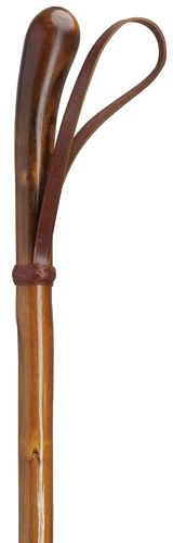 Knotted English Chestnut Walking Stick with Leather Loop – Sticks and Poles